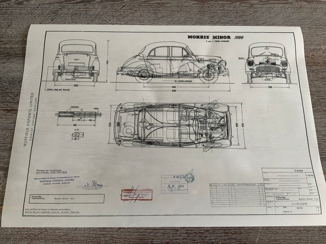 Morris Minor 1000 1956 Design Drawing Artwork - Etsy