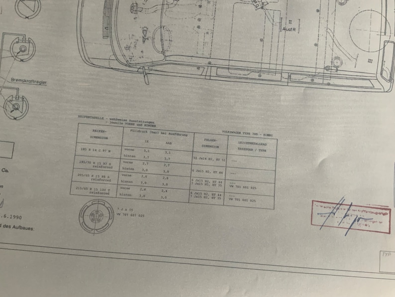 T4 Type 70D Kombi 1990 Construction Drawing ART Work Blueprint. - Etsy