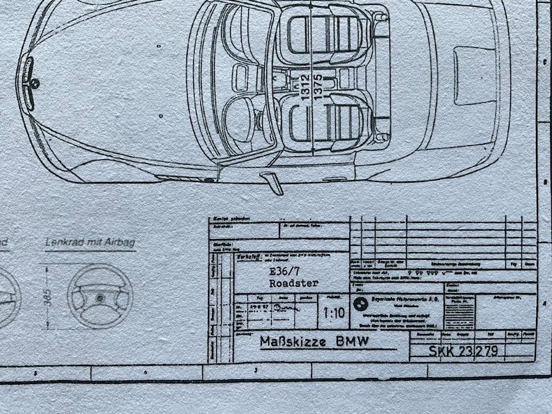 BMW E36 Z3 Roadster Artwork Construction Drawing Blueprint - Etsy
