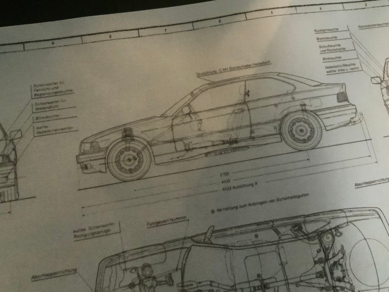 BMW E36 Coupé Construction Drawing ART Work - Etsy