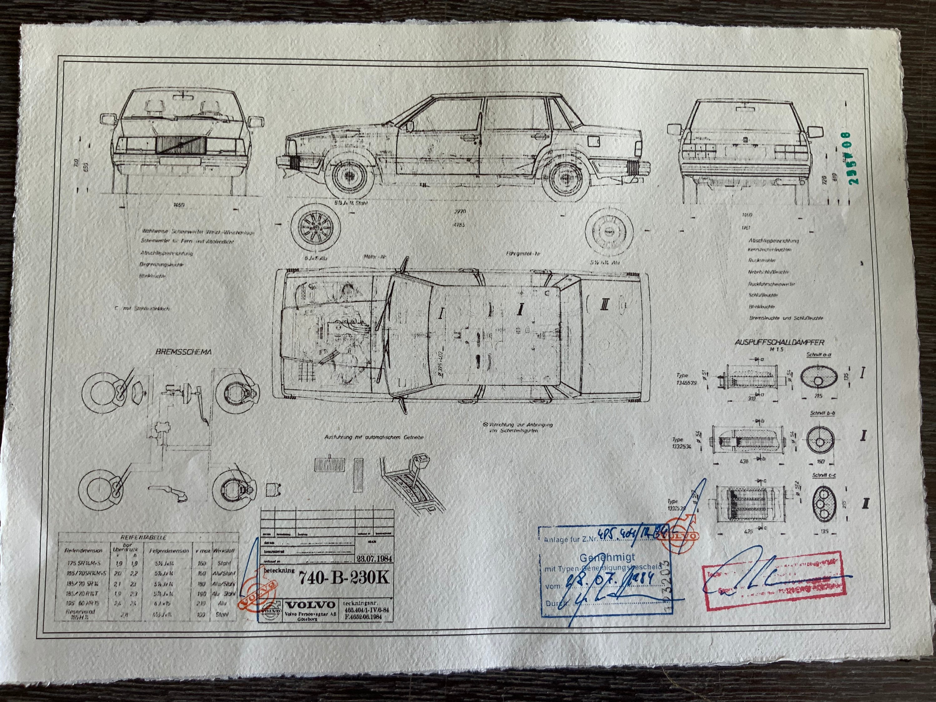 Volvo 740 Sedan 1984 construction drawing ART work