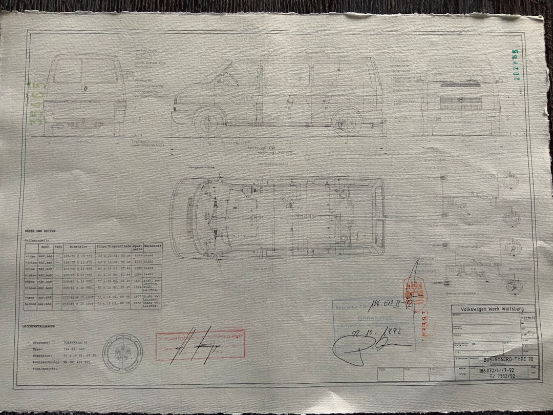 VW T4 Type 70 1992. Syncro Construction Drawing ART Work - Etsy