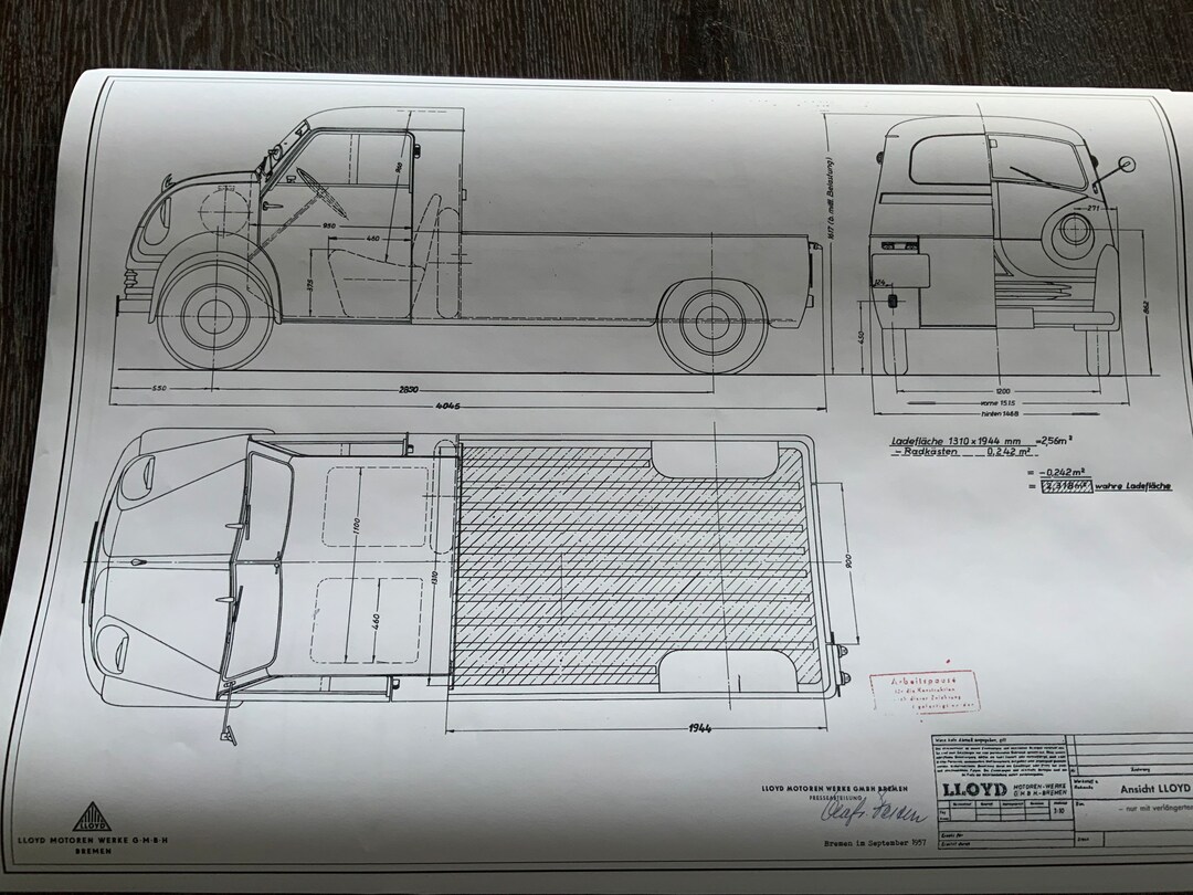 Lloyd LTK 600 Pick up Construction Drawing ART Work Blueprint - Etsy