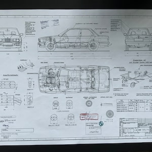 BMW E30 325i/16 2 Door From 1985 Construction Drawing Artwork - Etsy