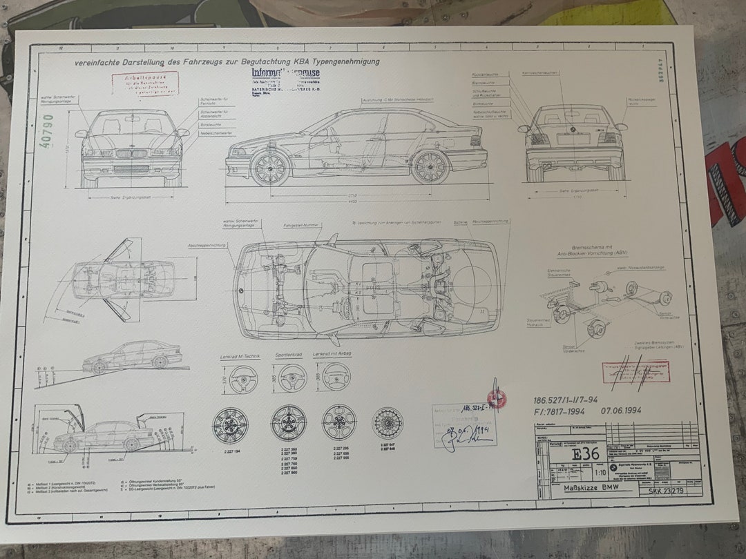 BMW E36 M3 Coupe Construction Drawing ART Work Blueprint - Etsy