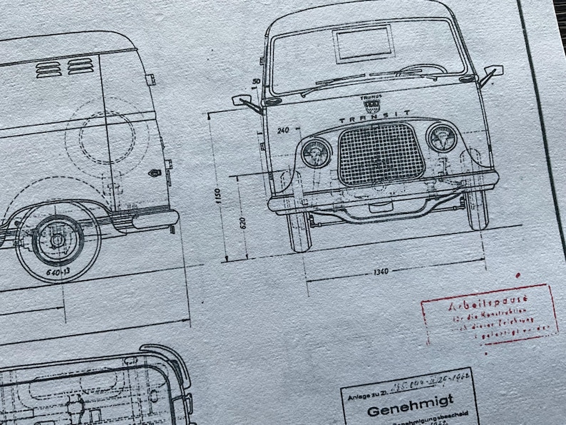 Ford Taunus Transit 800 Panel Van G 1 BT 1962 Construction Drawing ART ...