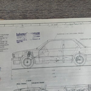 E30 BMW 325i Sport Package 1987 Construction Drawing Artwork - Etsy