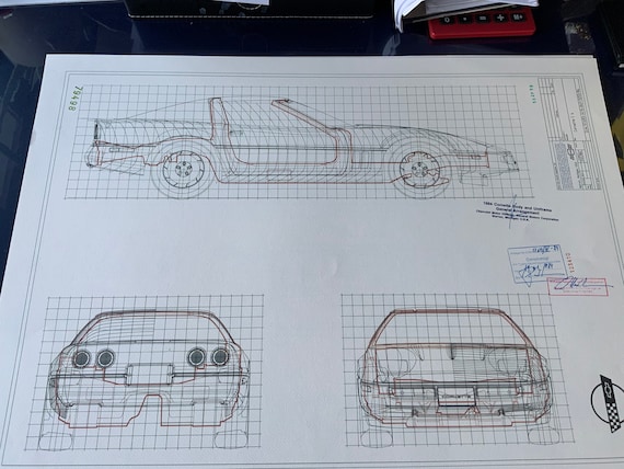 Chevrolet Corvette C4 1984 Design Drawing ART Work Blueprint - Etsy