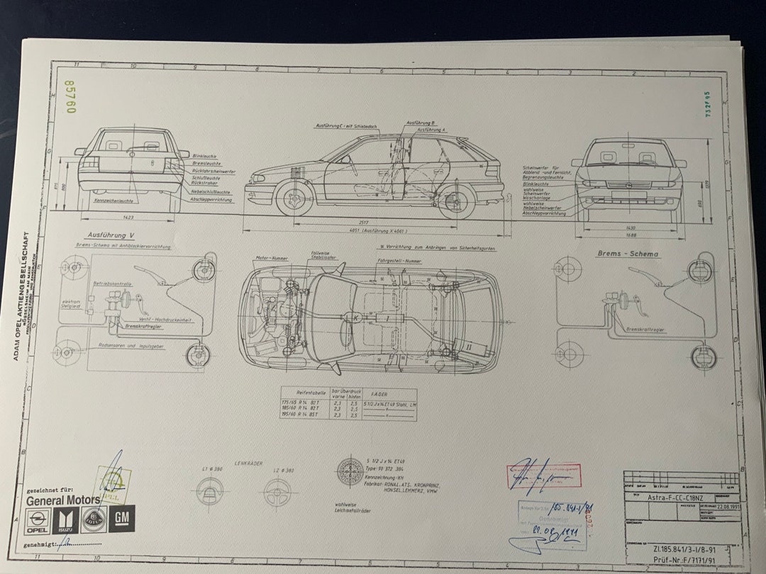 Opel Astra F 1991 2-4 Door Construction Drawing ART Work - Etsy