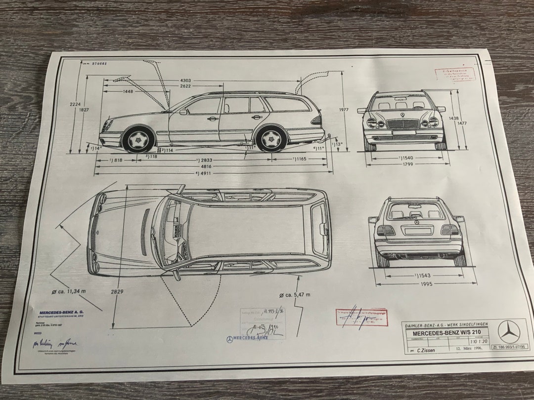 Mercedes W/S 210 Station Wagon 1996 Design Drawing ART Work - Etsy