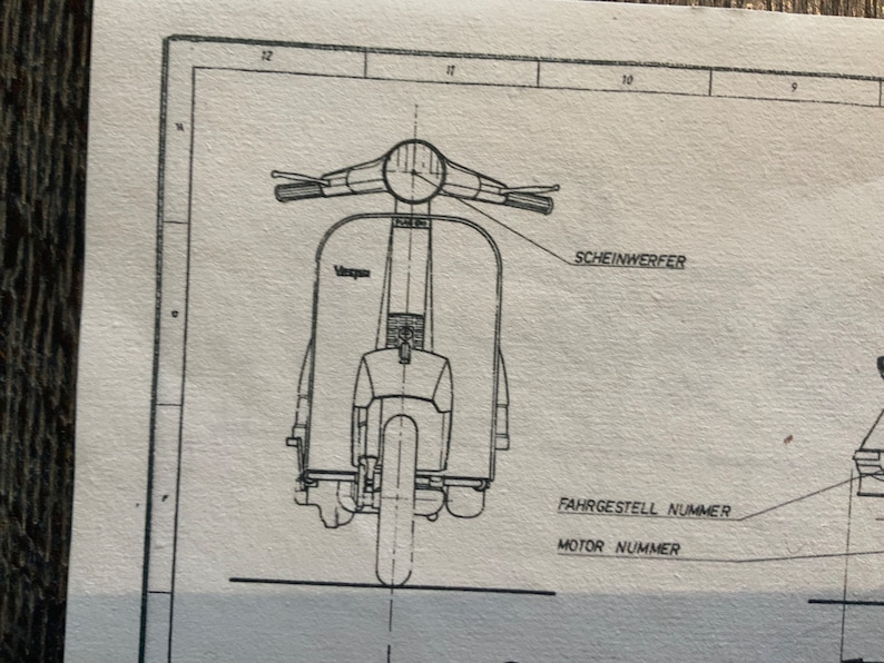 Vespa P 200 E 1978 Construction Drawing ART Work Blueprint - Etsy