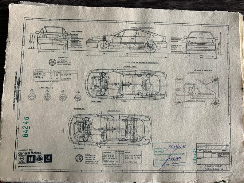 Opel Calibra 1989 Construction Drawing ART Work - Etsy