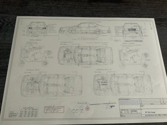 Mercedes W124 Coupè 1984 Blueprint Design Drawing ART Work - Etsy Ireland