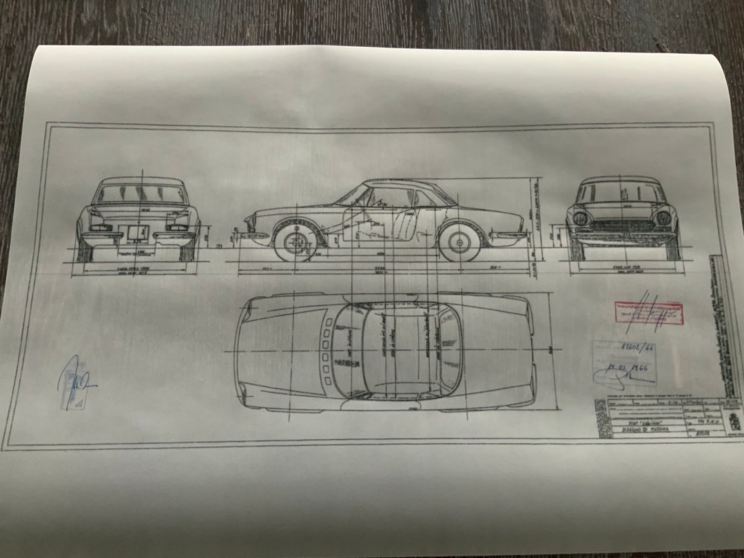 Fiat 124 Cabrio Spider Tipo 144 1966 Construction Drawing Artwork - Etsy