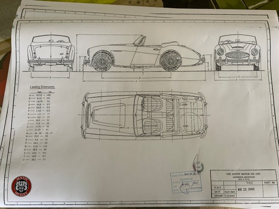 Austin Healey MK II 3000 1961 Construction Drawing ART Work - Etsy