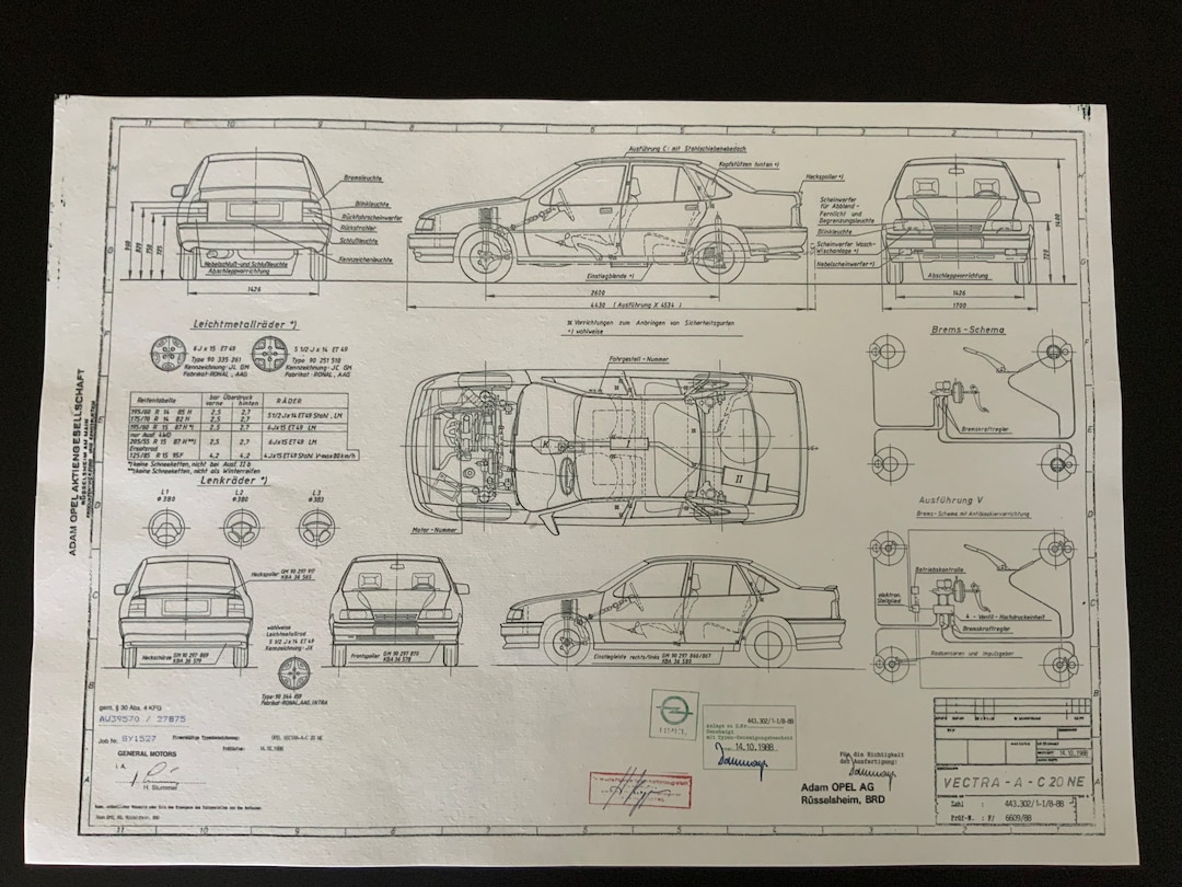 Vectra A C20 NE Sport With Spoilers From 1988 Design Drawing ART Work ...