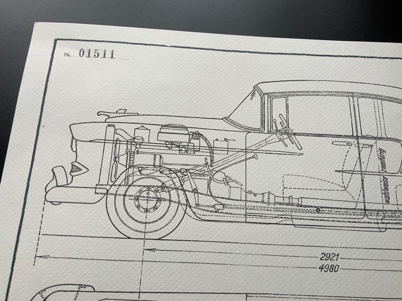 Chevrolet Bel Air 1955 Blueprint Made for German Market Gm/adam Opel ...