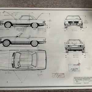 Mercedes W107/R107 Roadster 1971 SL Design Drawing ART Work - Etsy