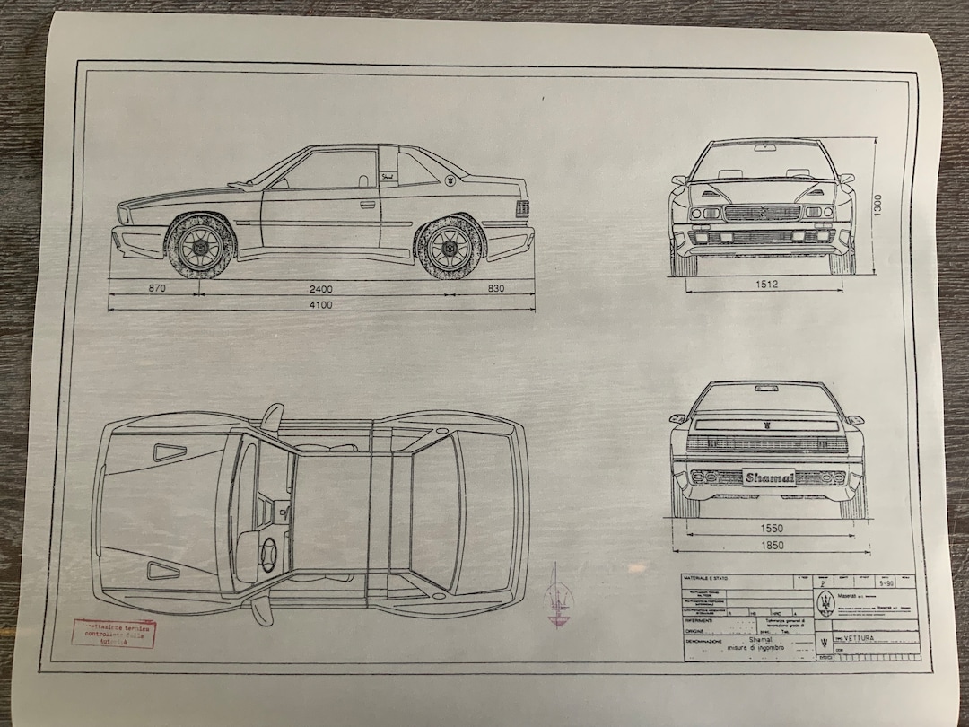 Maserati Shamal 1990 Construction Drawing ART Work - Etsy