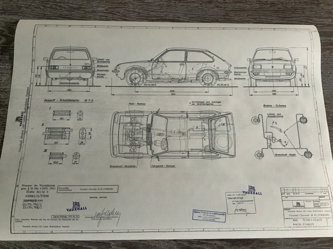 Vauxhall Chevette 50 HP Hatchback 1975 Construction Drawing ART Work ...