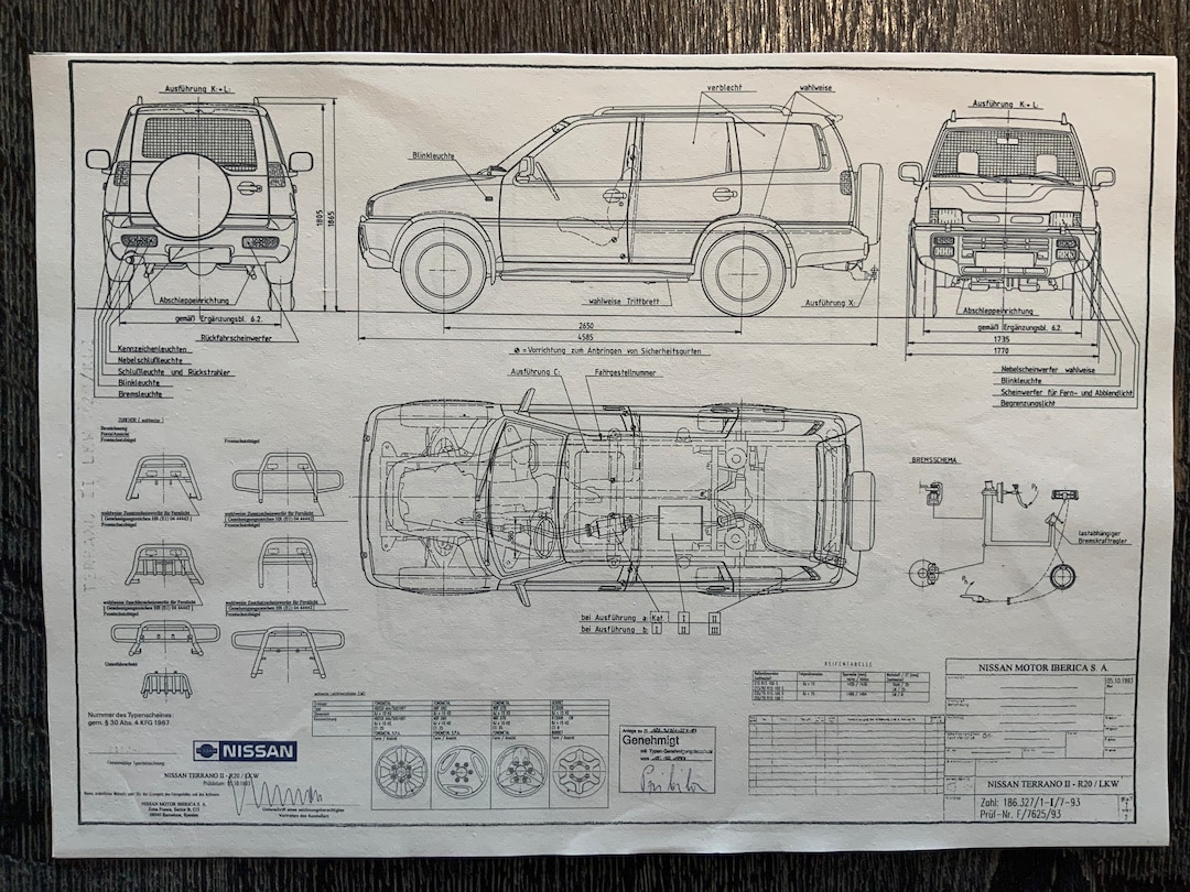 Nissan Terrano II R20 1993 Lang Construction Drawing ART Work - Etsy