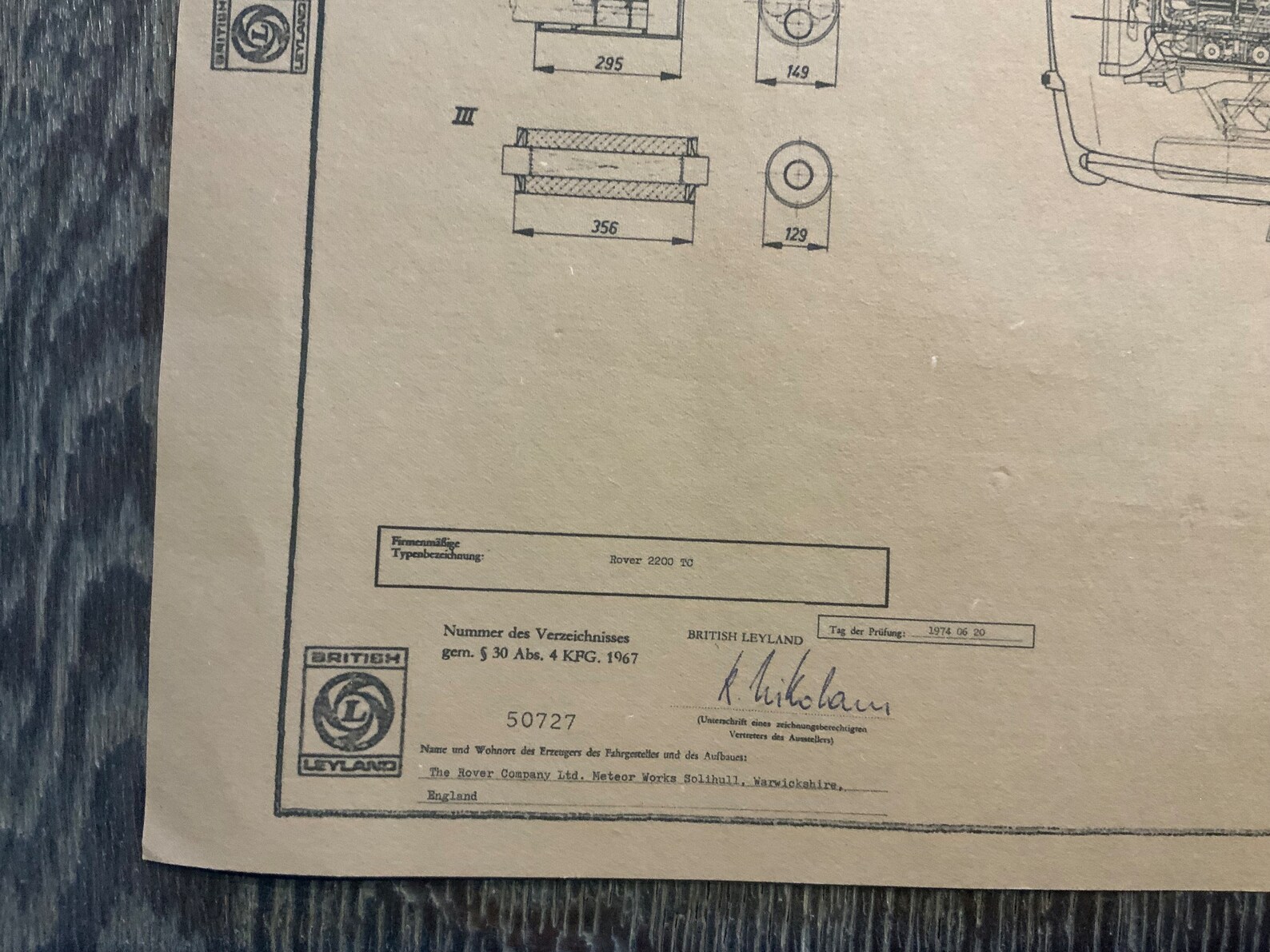 Rover 2000 TC Series II From 1974 Construction Drawing ART Work ...