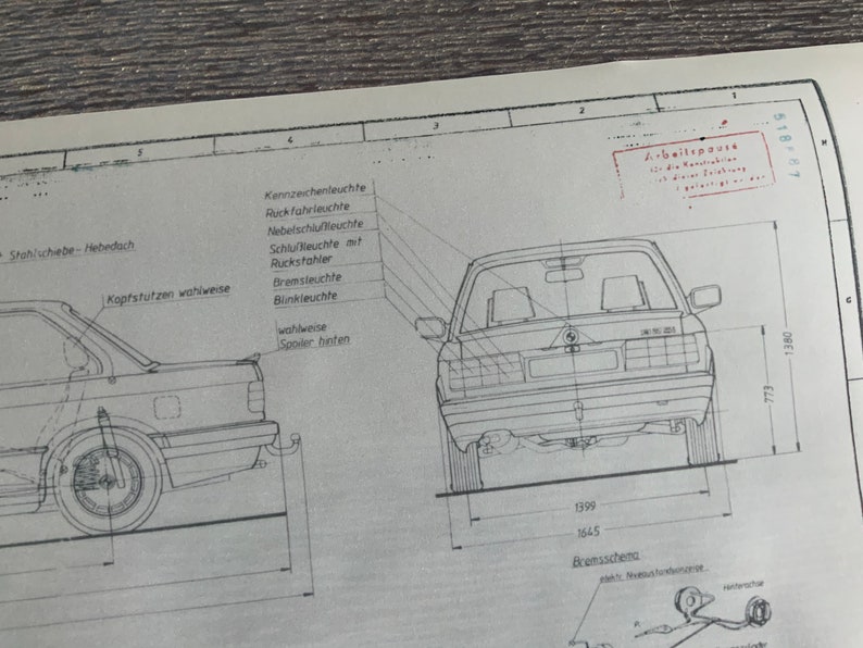 E30 BMW 325i Sport Package 1987 Construction Drawing Artwork - Etsy