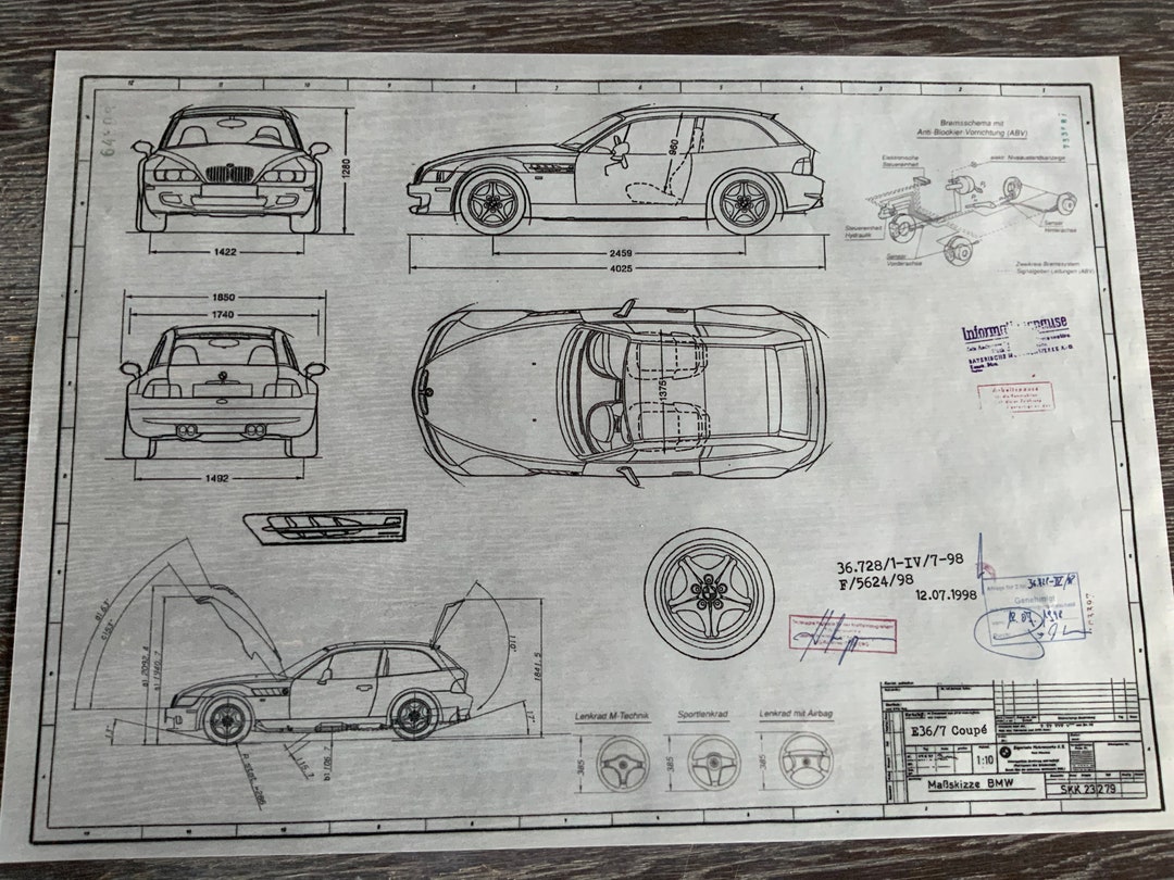 BMW E36 Z3 Coupé M ARTwork disegno costruttivo Blueprint - Etsy Italia