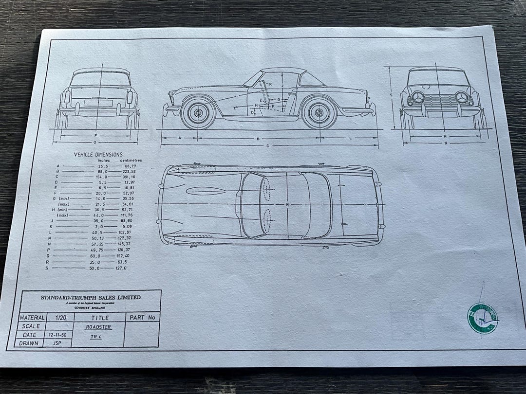 Triumph TR 4 1960 Design Drawing ART Work - Etsy