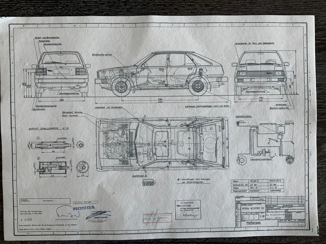 Honda Quintet SU 1980 Construction Drawing ART Work Blueprint - Etsy