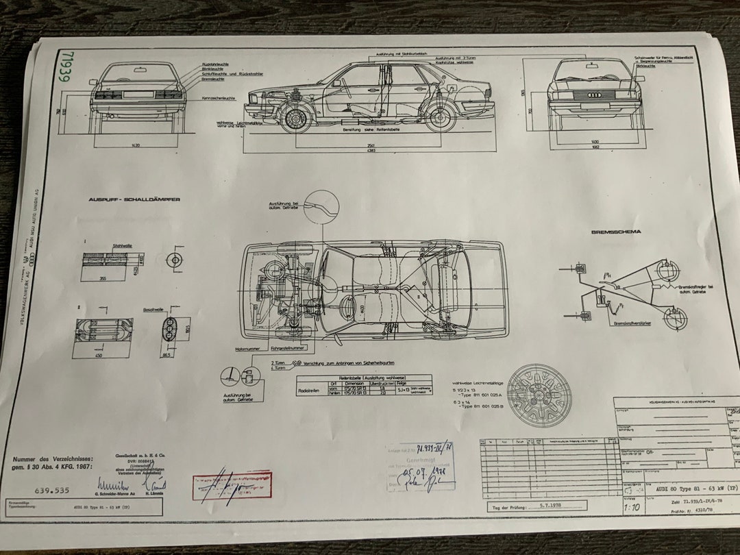 Audi 80 Type 81 63KW Engine Type YP 1978 Construction Drawing ART Work ...