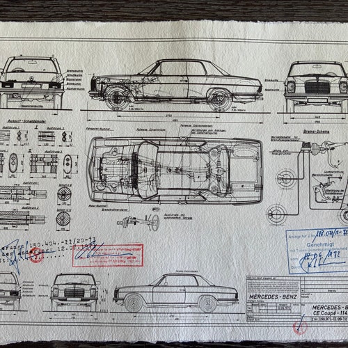 Mercedes W124 Sedan Construction Drawing ART Work - Etsy
