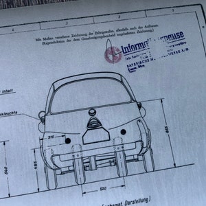 BMW Isetta 250 1955 Original Reproduction Construction Drawing ART Work ...