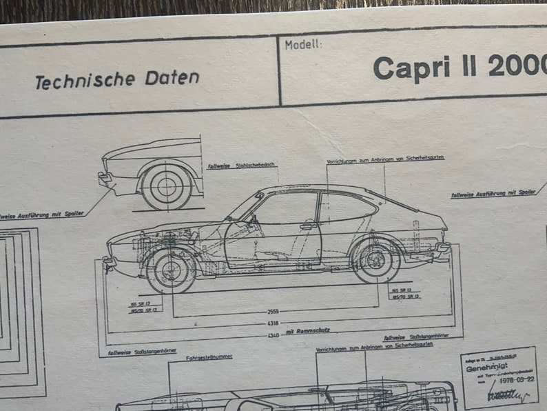 Ford Capri II 2000 1978 Facelift ( Capri III ) Construction Drawing ...