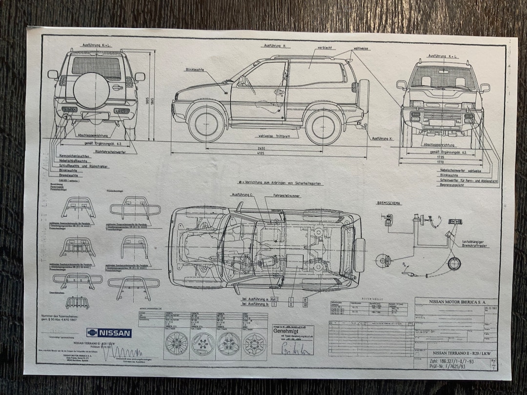 Nissan Terrano II R20 1993 Short Construction Drawing ART Work - Etsy