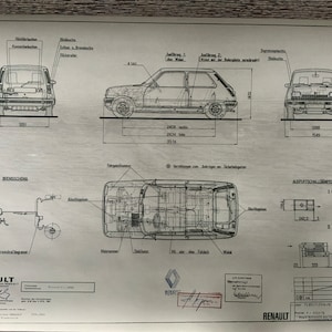 Renault R5 122501 1978 Construction Drawing ART Work Blueprint - Etsy