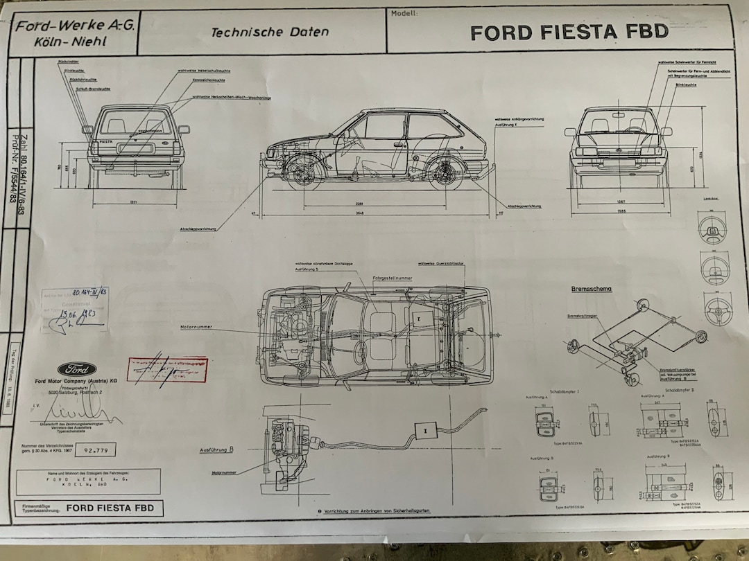 Ford Fiesta II 1983 Construction Drawing ART Work Blueprint - Etsy