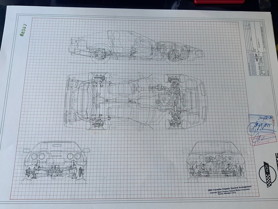 Chevrolet Corvette C4 1984 X Ray Construction Drawing ART Work ...