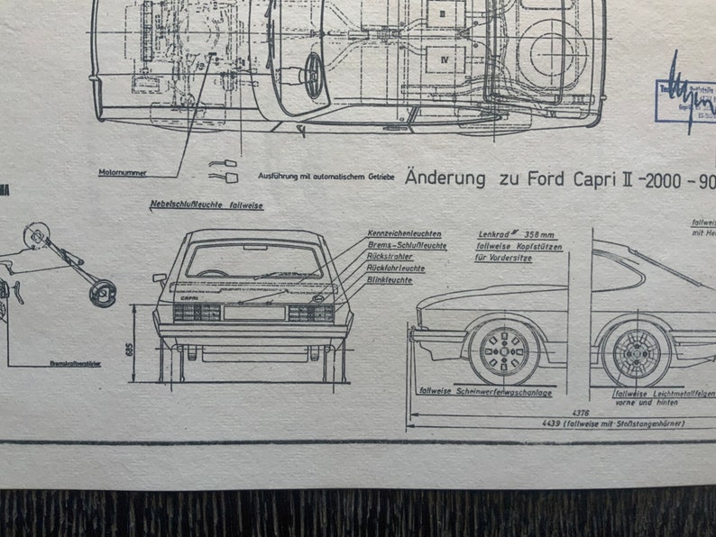 Ford Capri II 2000 1978 Facelift ( Capri III ) Construction Drawing ...