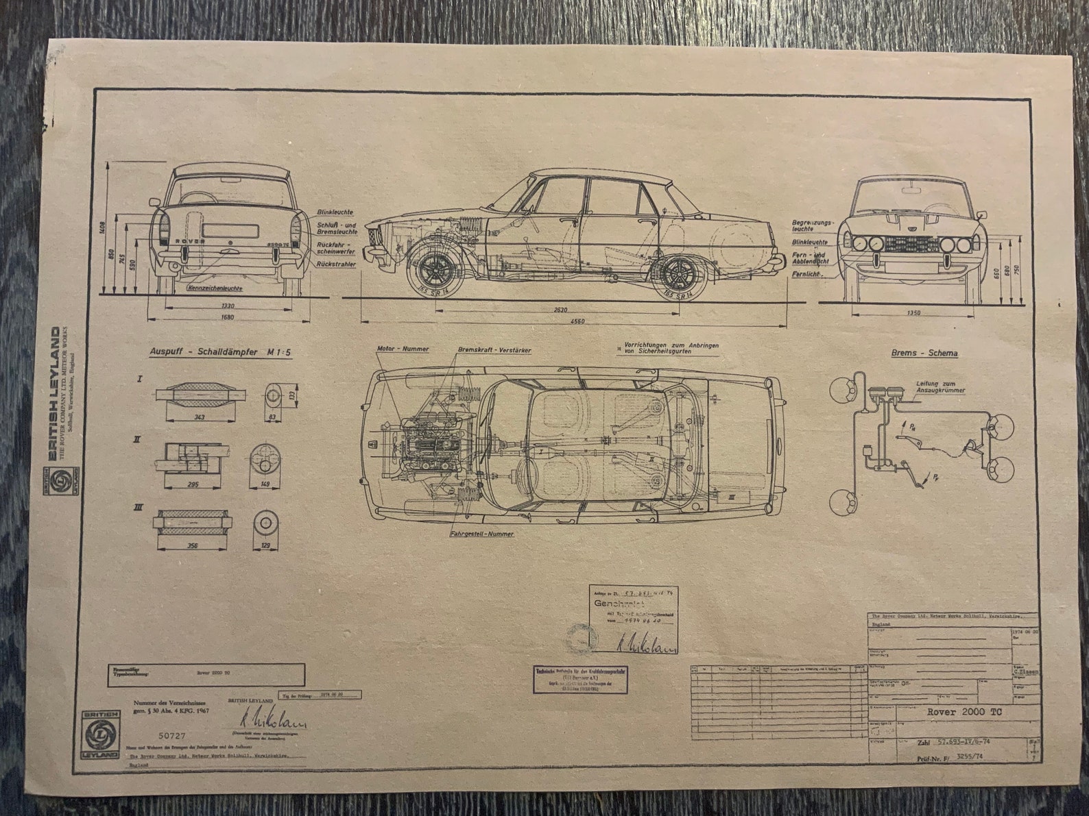 Rover 2000 TC Series II From 1974 Construction Drawing ART Work ...