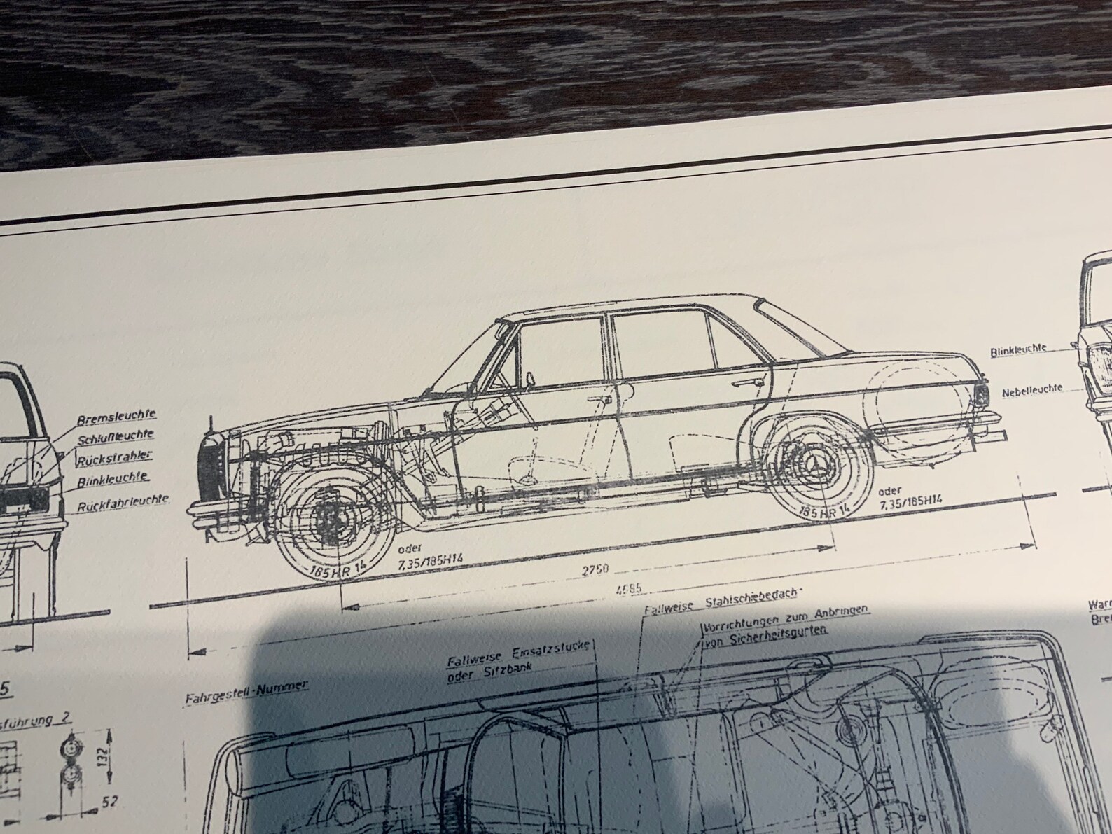 Mercedes W114 280E 1972 Construction Drawing ART Work Blueprint - Etsy