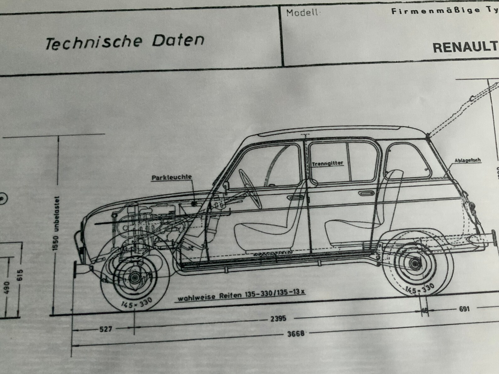 Renault R4 Export 1967 Construction Drawing ART Work Blueprint - Etsy