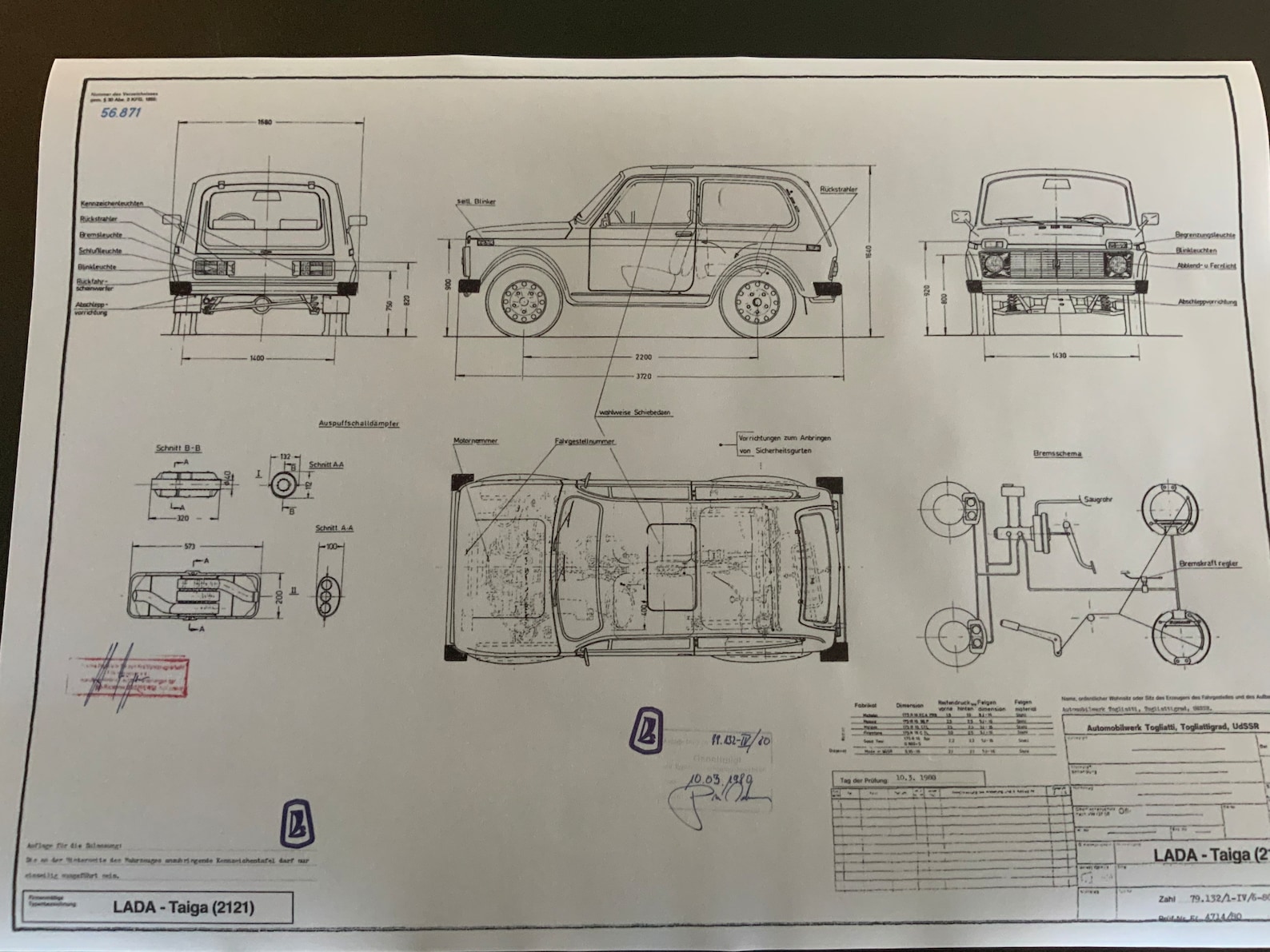 Lada Niva Taiga 2121 1980 Construction Drawing ART Work Blueprint ...