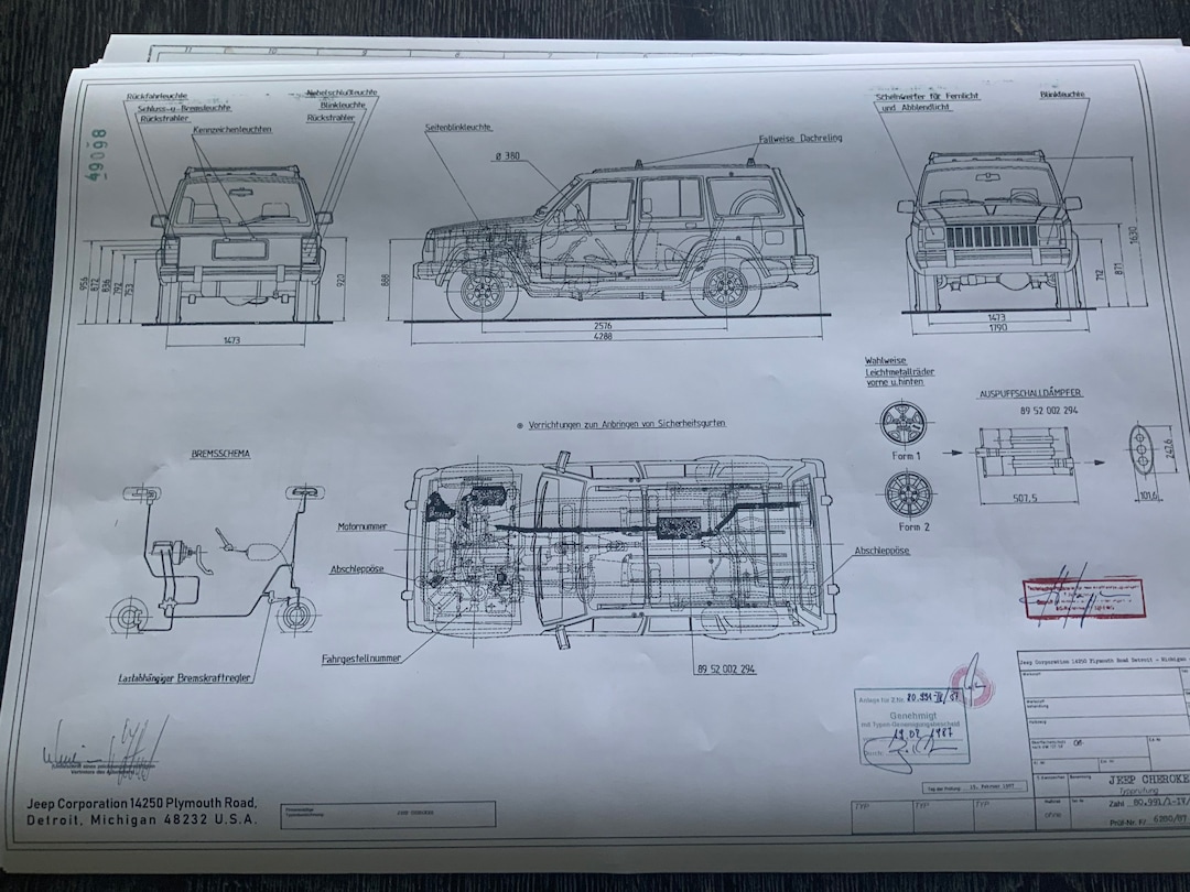 Jeep Cherokee 1987 Construction Drawing ART Work Blueprint - Etsy