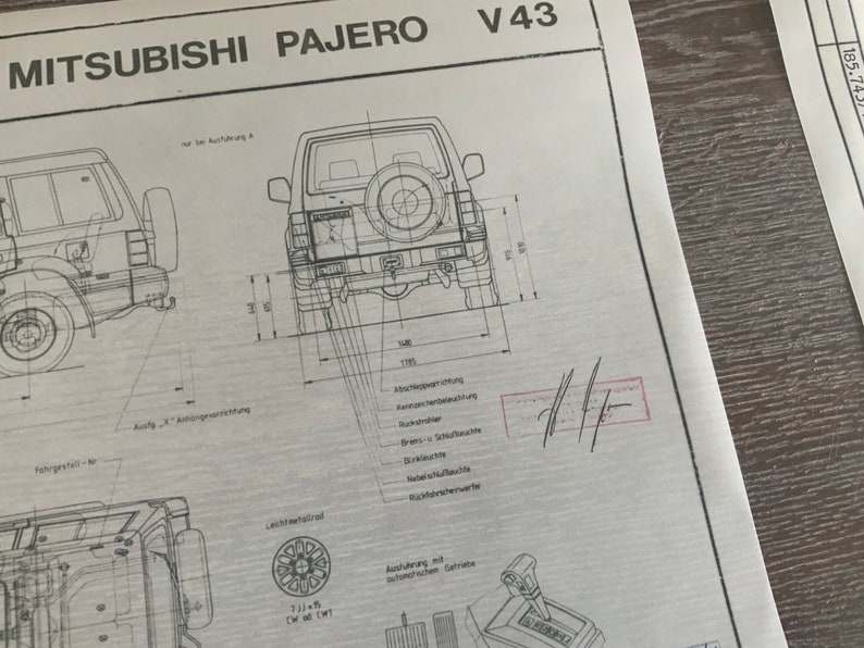 Mitsubishi Pajero V43 1991 Construction Drawing ART Work Blueprint ...