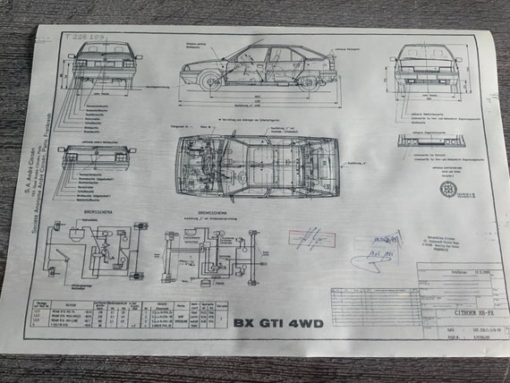 Citroen BX GTI 4WD 1989 Design Drawing ART Work Blueprint - Etsy