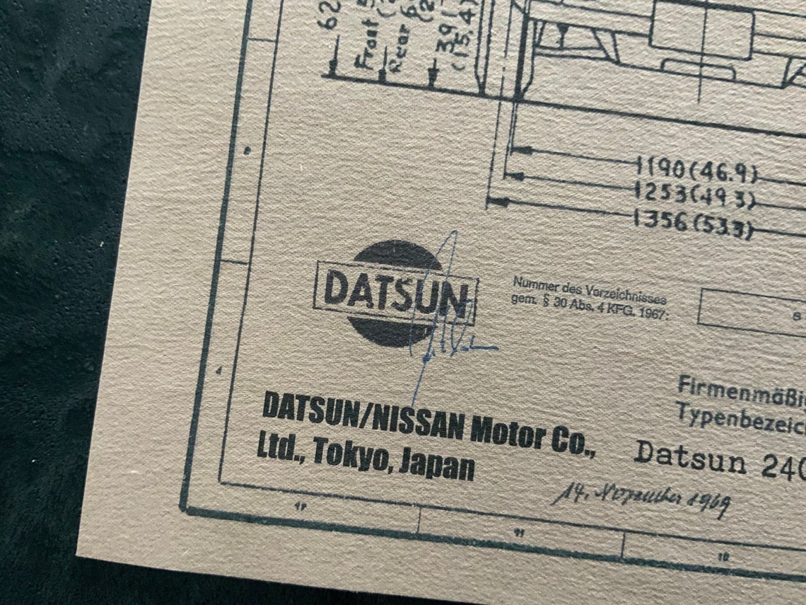 Datsun 240 Z 1969 Construction Drawing ART Work Blueprint - Etsy