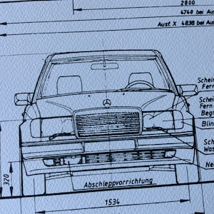 Mercedes W124 500E Limousine 1991 Design Drawing ART Work - Etsy