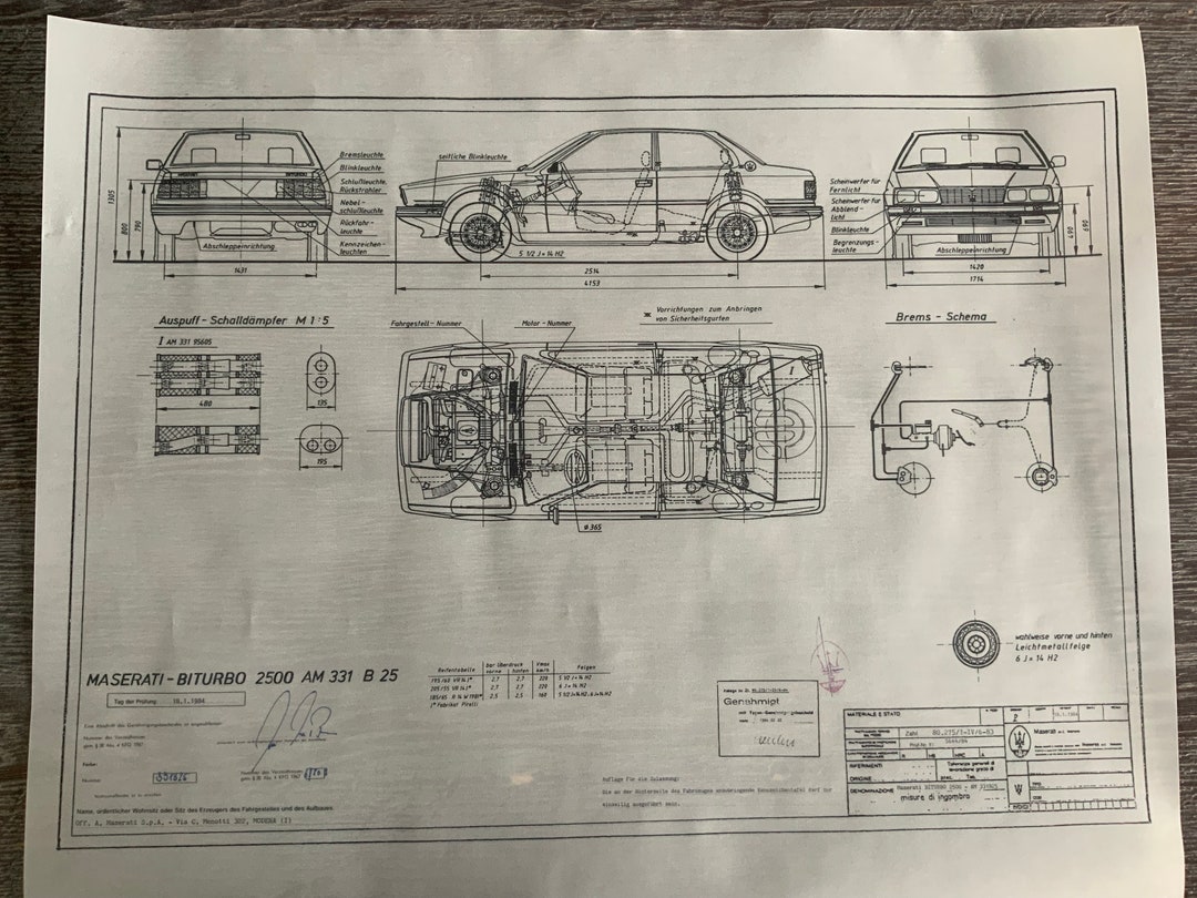 Maserati Biturbo 2500 1984 Design Drawing ART Work - Etsy