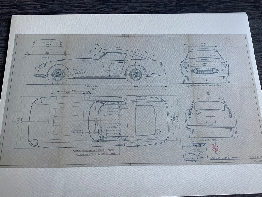 Ferrari 250 GT Comp 1969 Construction Drawing ART Work Blueprint - Etsy